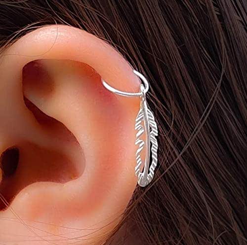 Amazon.com: 8mm Cartilage Earring Native American Feather Piercing ...
