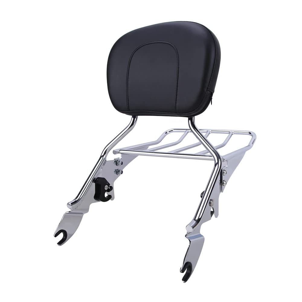 OUMURS Chrome Detachable Sissy Bar Passenger Rear Backrest Pad with ...