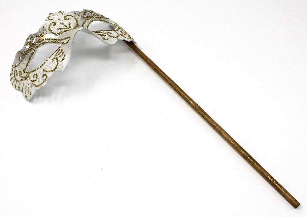 LADIES SPARKLING WHITE AND GOLD RIALTO VENETIAN MASQUERADE CARNIVAL ...