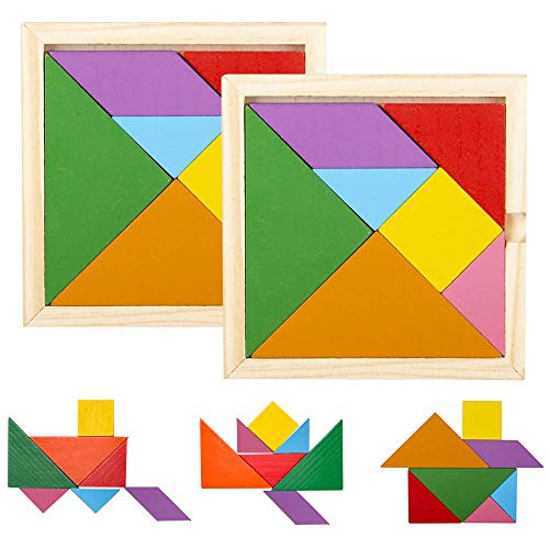 ArtCreativity Wooden Tangram Puzzles for Kids, Set of 6, Wood Tangrams ...