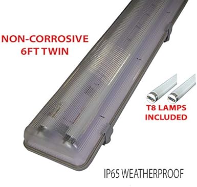 6FT TWIN 70 WATT NON CORROSIVE WEATHERPROOF FLUORESCENT LIGHT FITTING ...
