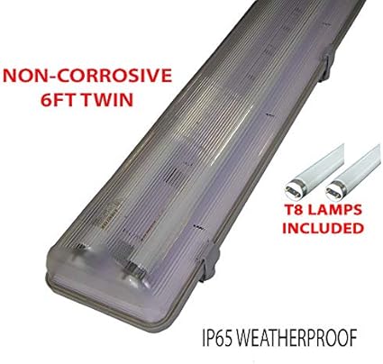 6FT TWIN 70 WATT NON CORROSIVE WEATHERPROOF FLUORESCENT LIGHT FITTING ...