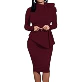 TOPONSKY Peplum Club Ruffle Dress Pencil Party Wedding Guest Formal ...