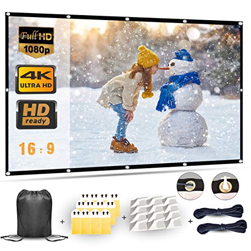Projection Screen, 4K Projector Screen 100 inch, 16x9 HD 3D TV ...
