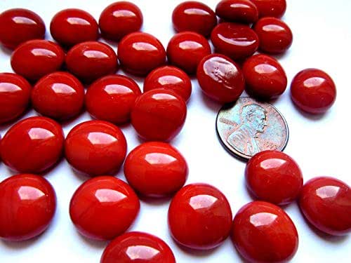Amazon.com: 50 Mini Bright Red Glass Gems, 11-14 mm Flat Back Glass ...