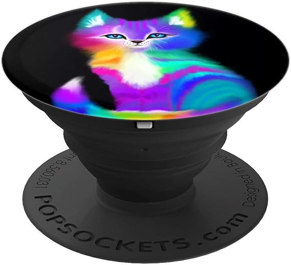 Amazon.com: Watercolor Colorful Cat Print Pop Kitty Socket Mount Print PopSockets Grip and Stand ...