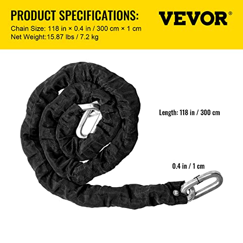 VEVOR Heavy Duty Chain Lock, 2/5 Inch x 9.83 Feet Security Chain and ...