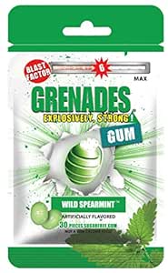 Amazon.com : Grenades Gum - 30ct Bag - STRONG MINT GUM (Wild Spearmint ...