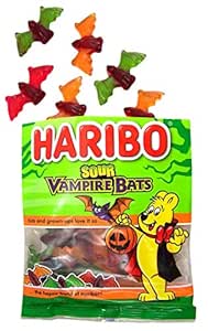Amazon.com : Haribo Sour Vampire Bats Halloween Gummy Candy, 4 oz Bag ...