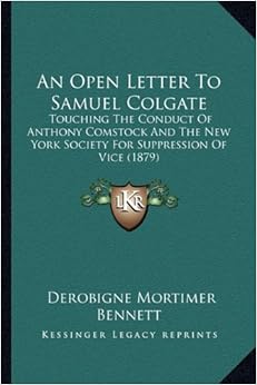 Buy Open Letter to Samuel Colgate: Touching the Conduct of Anthony ...