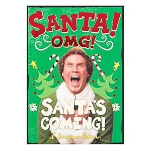 Hallmark Elf Christmas Card 'Santa Omg' - Medium: Amazon.co.uk: Office ...