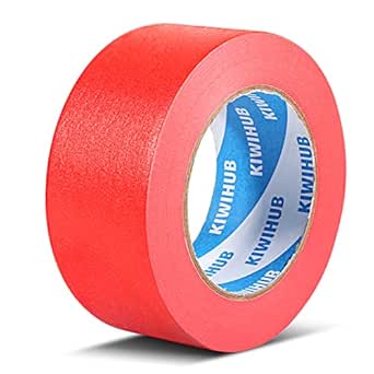 KIWIHUB Red Painters Tape,2 inch x 60 Yards - Medium Adhesive Masking Tape for Painting,Labeling ...