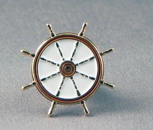 Metal Enamel Pin Badge Brooch Sea Yacht Ship Boat Captain Wheel (Gold ...