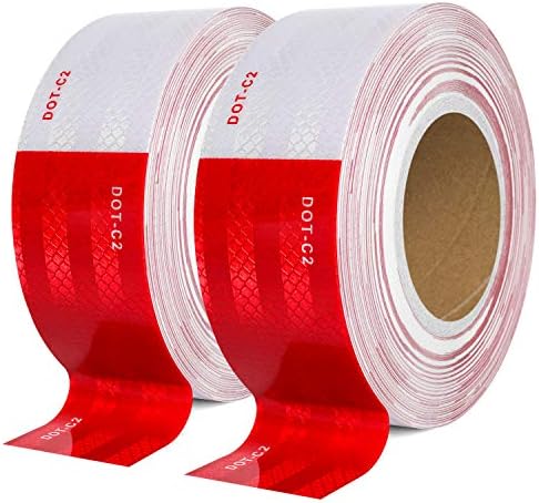SEVEN SPARTA DOT-C2 Reflective Safety Tape 2 Inch x 200 Feet Red/White Conspicuity Tape for ...