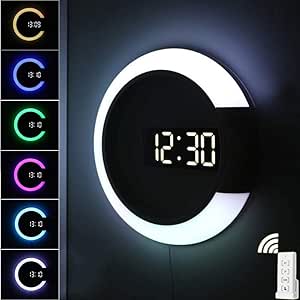 Amazon.com: LED Wall Clock, USB Power Remote Control Digital Wall Clock ...