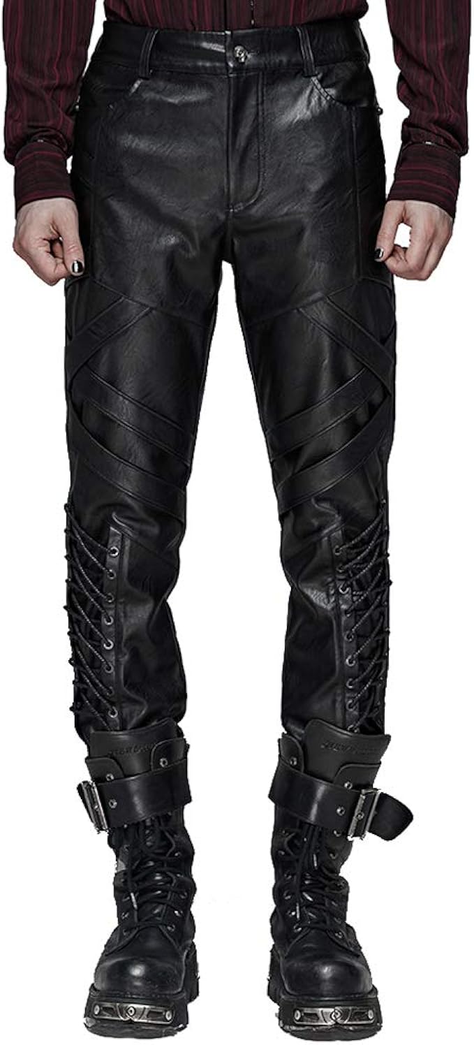 Punk Rave Men's Punk PU Leather Long Pants Gothic Punk Rock Club Men ...