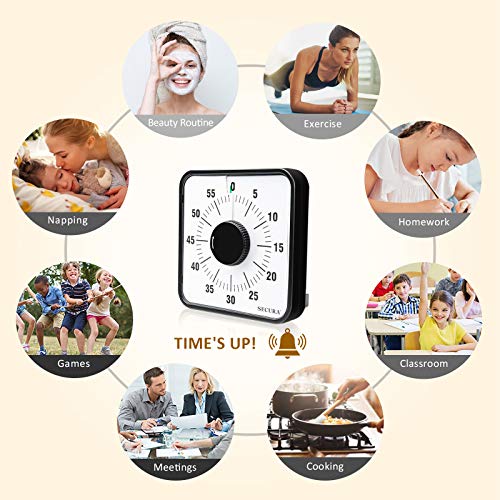 Secura 60-Minute Visual Countdown Timer, 7.5-Inch Oversize Classroom ...