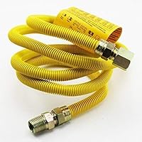 72" Flexible Stainless Steel Gas Appliance Line with 1/2" OD 1/2 MIP x ...