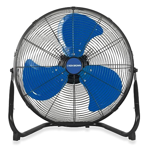 KEN BROWN 20 Inch High Velocity Floor Fan Blue, box fan, 3-speed, 3 ...