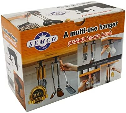 Semco Kitchen Utensil Hanger with Hooks, Pack Under Cabinet Utensil ...