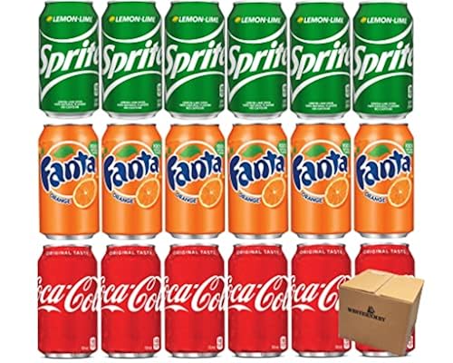 18 Cans Of Variety Soda Pop, 6 Coca Cola, 6 Sprite, 6 Fanta, 12 Fl Oz ...