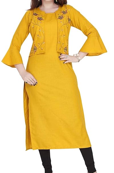 Buy Cotton Solid Kurti with Short Jacket for Women at Amazon.in