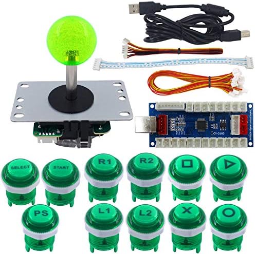 سعر SJ@JX Arcade Game Stick DIY Kit Buttons with Logo 8 Way Joystick USB Encoder Cable ...