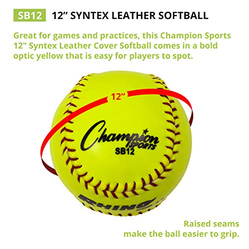Champion Sports 12" Syntex Leather Cover Softballs - Cork Core - Medium ...