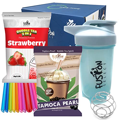Fusion Select DIY Strawberry Bubble Tea Kit Flavored Bubble Tea Drink ...