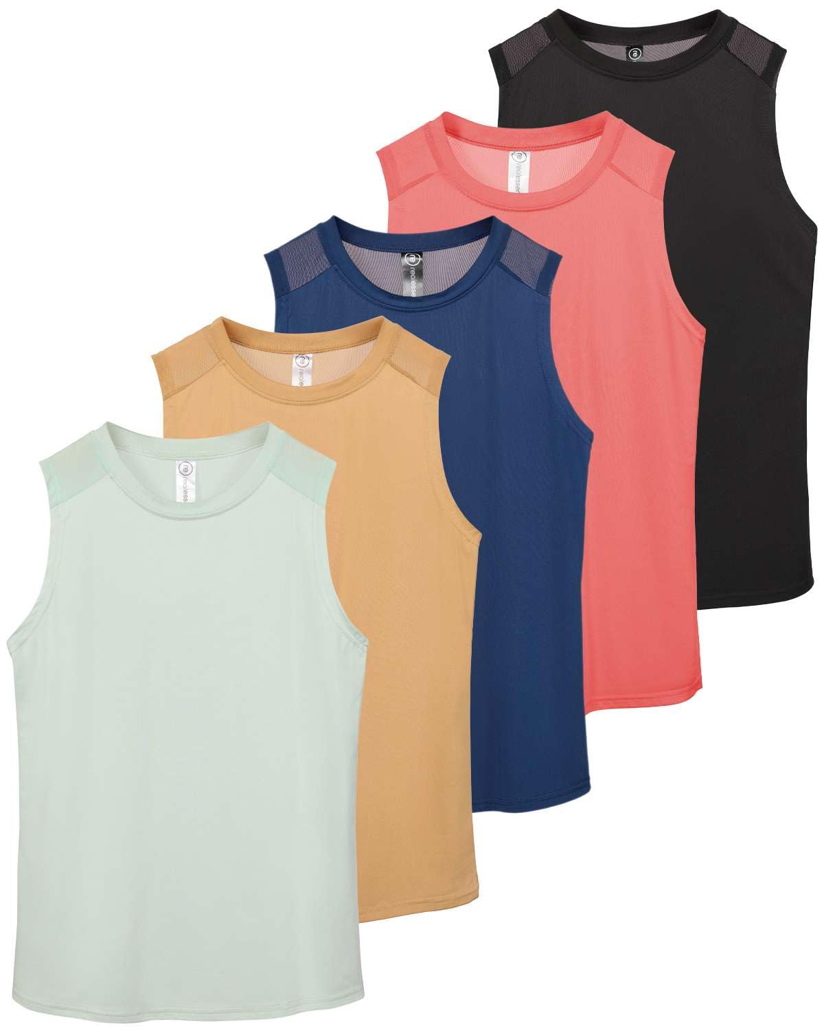 Real Essentials 5 Pack: Women's Dry-Fit Racerback Muscle Tank Tops ...