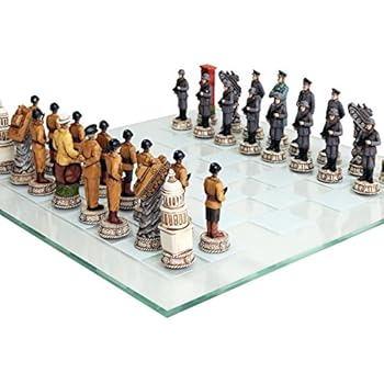 Amazon.com: US Army vs Navy Military Chess Set Hand Painted with Glass ...