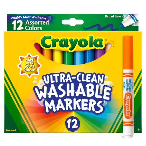 Crayola Broad Line Markers (12ct), Washable Markers for Kids, Classroom ...