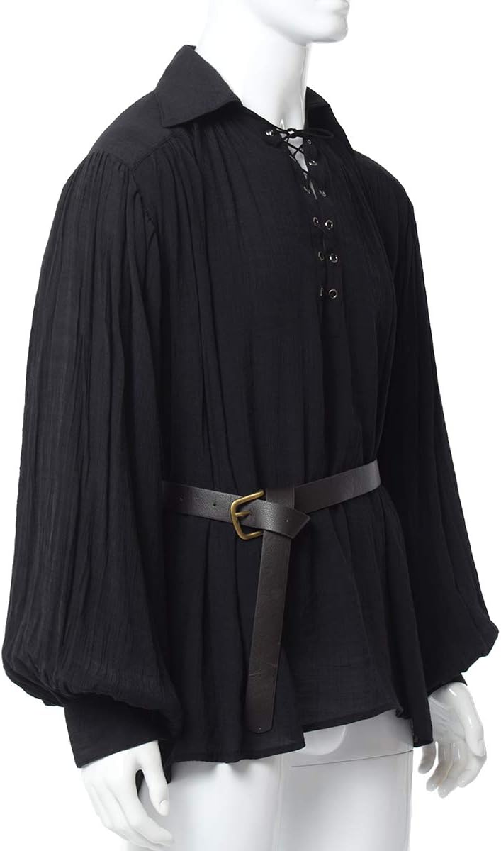 Camicie casual XS, Bianca GRACEART Camicia da Pirata Medievale in Cotone Camicia d Epoca per ...