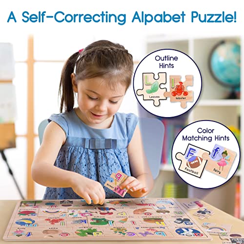 Wooden Alphabet Puzzle For Kids - Big 17x12 ABC Puzzles, Matching ...