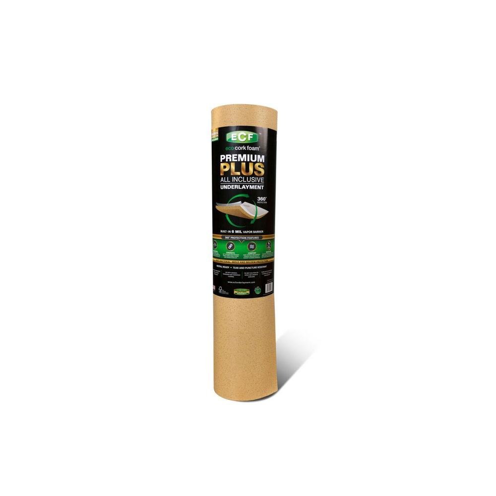 Eco Cork Foam Underlayment, 75 sq. ft. - The ONLY one with a BUILT-IN 6 ...