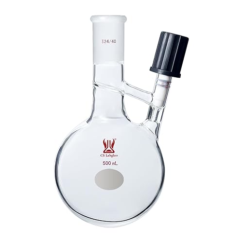 CS Labglass 500ml Glass Schlenk Flask with 0-4mm High Vacuum Valve and ...