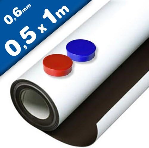 Eisenfolie Ferrofolie selbstklebend weiß matt - 0,6mm x 50cm x 100cm ...