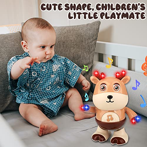 AGSIXZLAN Musical Cow Baby Toy,Walking Dancing Cow Infant Tummy Time ...