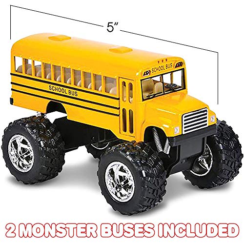 ArtCreativity 5 Inch Pullback School Bus Toy Set - Set of 2 - Includes ...
