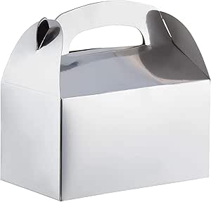 Amazon.com: Party Treat Boxes - 24-Pack Silver Metallic Foil Gable Gift ...