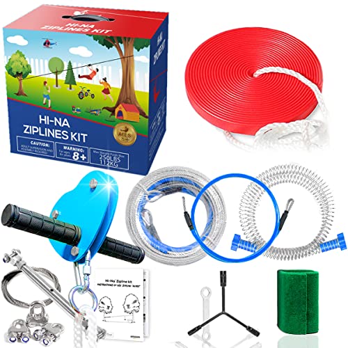 Hi-Na Zipline Kits for Backyard with Brake Zipline with Trolley Zipline ...