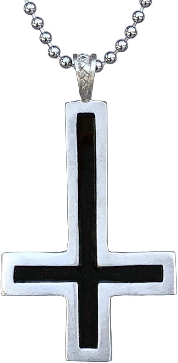 Petrine Cross of Saint Peter Silver-Black Inverted Cross Luciferian ...