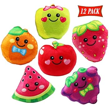 Amazon.com: Plush Fruit Cartoon Figures Stuffed Toys, Bulk Set of 12 ...
