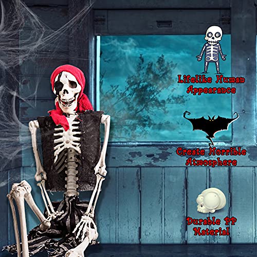 5.4 Ft Halloween Skeleton, Realistic Human Posable Life Size Pirate ...