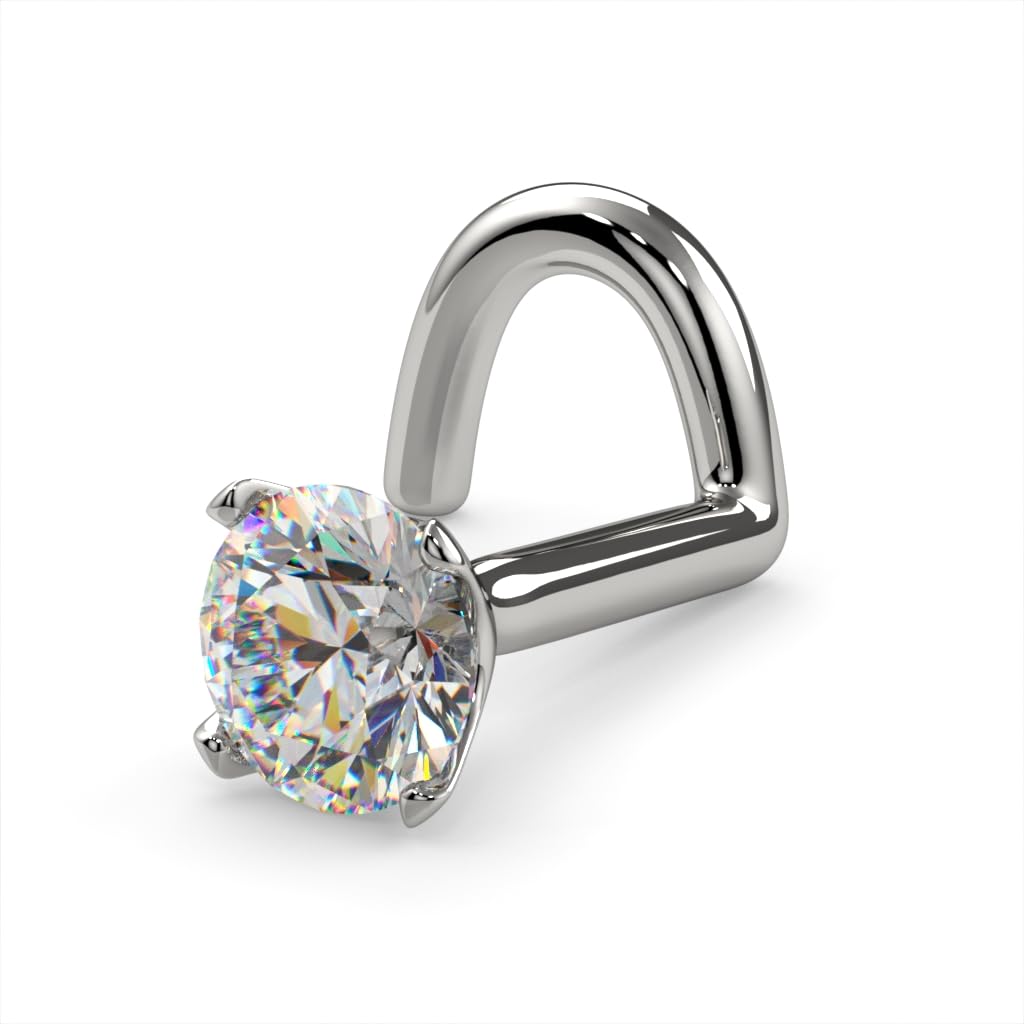 FreshTrends 14K White Gold SI1-SI2 G-H Diamond Nose Ring | USA Made ...