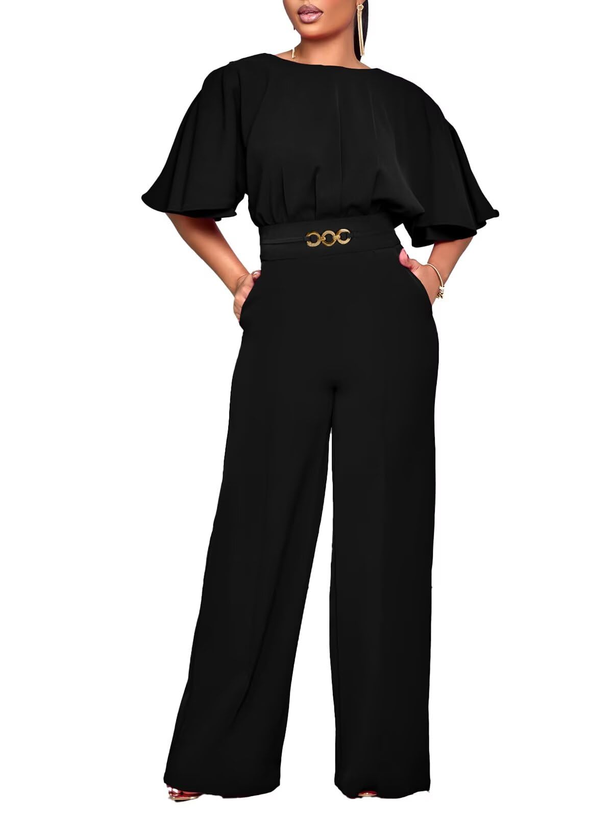 acelyn Elegant Jumpsuit for Women Dressy Sexy Plus Size Wide Leg Pant ...