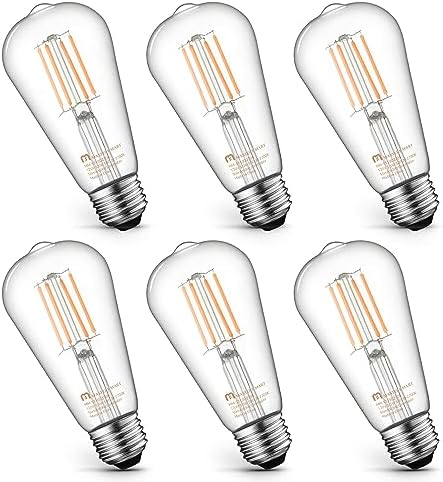 MASTERY MART Dimmable Vintage E26 LED Light Bulb, 2700K Soft White 5.5W (60 Watt Equivalent ...