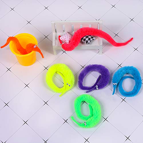 UNIME 12 Pack Magic Worm Toys Wiggly Twisty Fuzzy Worms On String Trick ...