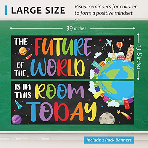2 Pack Motivational Classroom Decorations, Banner Posters for Teachers ...