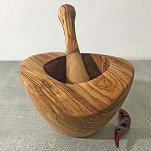 Amazon.com: Mortar and Pestle Olive Wood EXTRA LARGE/ Wooden Mortar Set ...